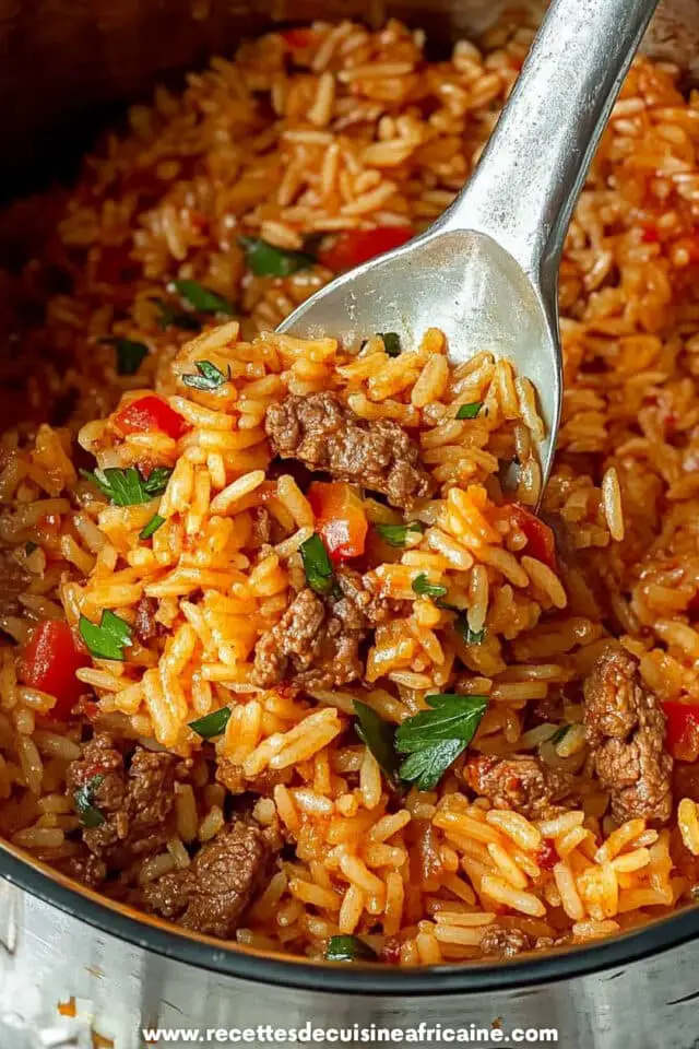 Riz et Bœuf en Une Seule Casserole - Recettes de Cuisine Africaine